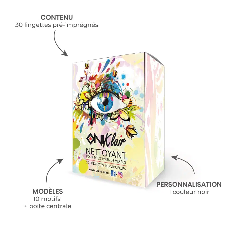 Personnalisation boites de lingettes optique - ONIKA